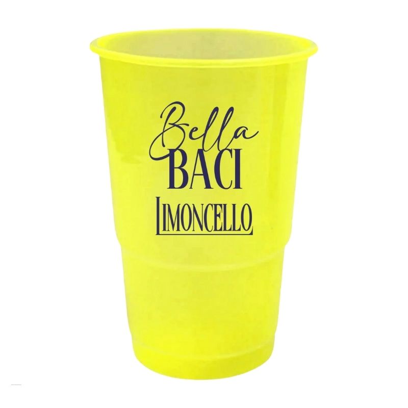 Bella Baci Branded Yellow Cups – 350ml Pack of 10 – Night Jackal Distillery